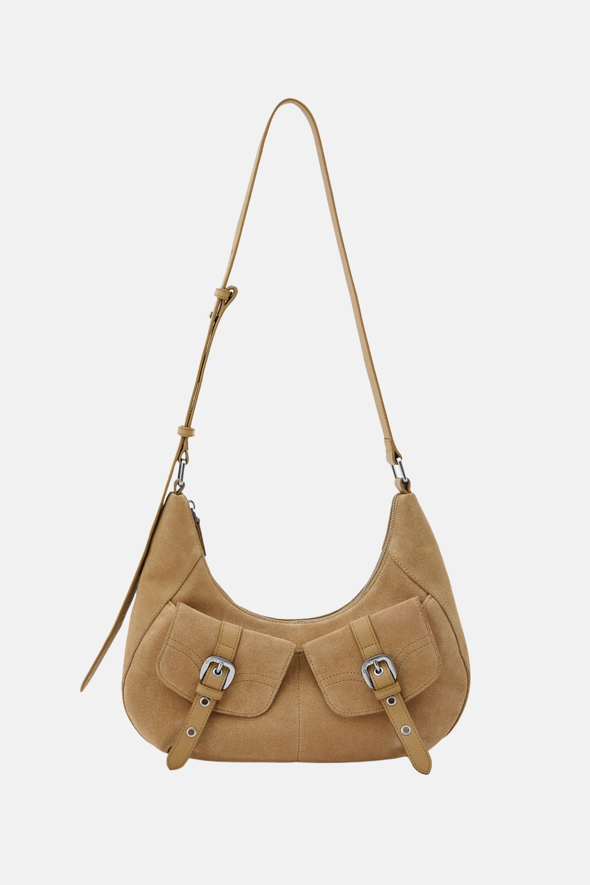 Oryany Rodeo Medium Shoulder Bag - Ivory Suede